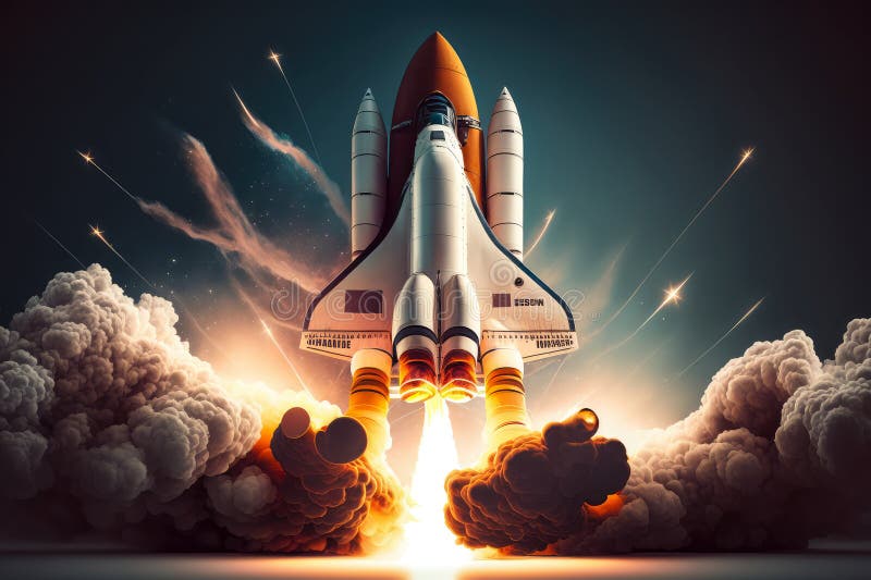 Intense Blastoff of Futuristic Space Shuttle with Modern Propulsion ...