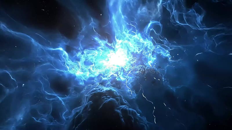 Intense Blue Electrical Energy Radiating from a Bright Core Amidst Dark ...