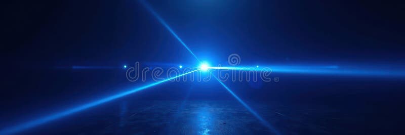 Intense Blue Laser Beam Cuts through Dark Stage, Focused, Cone, Blue ...
