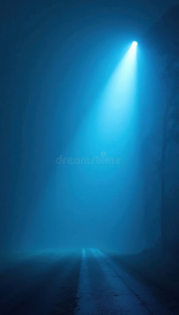 Intense Blue Light Cuts through Thick Fog, Creating Dramatic Shadows ...