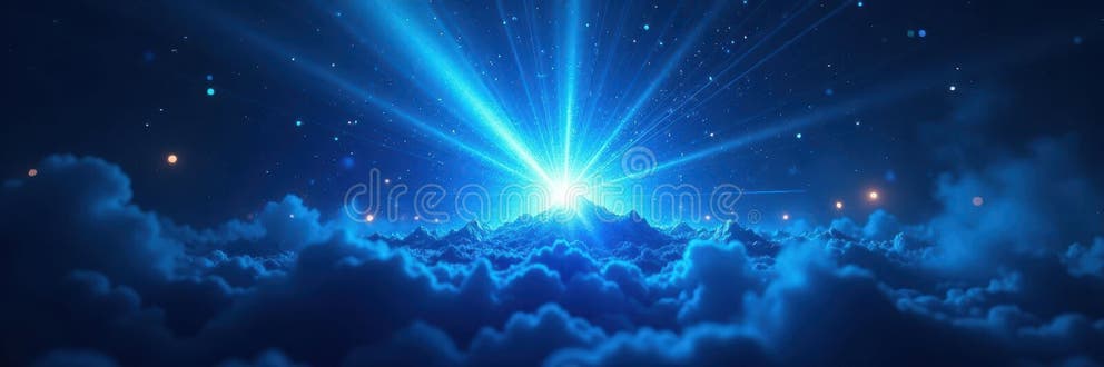 Intense Blue Light Eruption, Sharp Rays Projecting Outwards, Dynamic ...