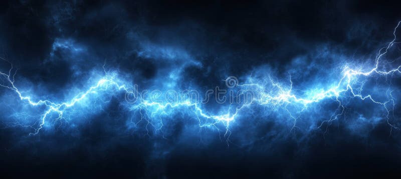 Intense Blue Lightning Storm, Dramatic Electrical Discharge and Energy ...