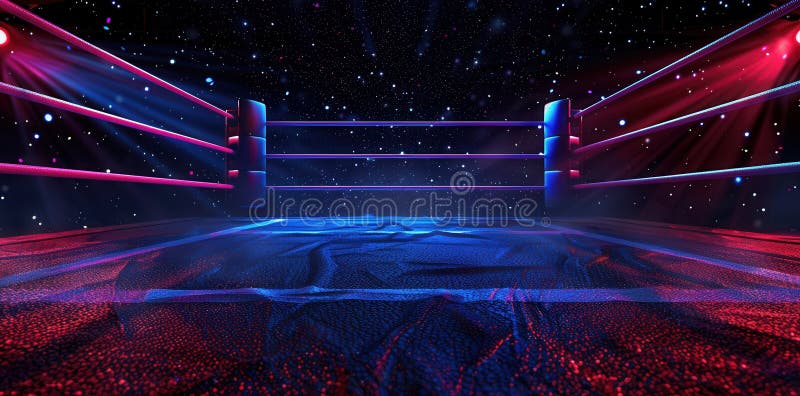 Intense Boxing Atmosphere. Ring in High Detail Against Plain Background ...