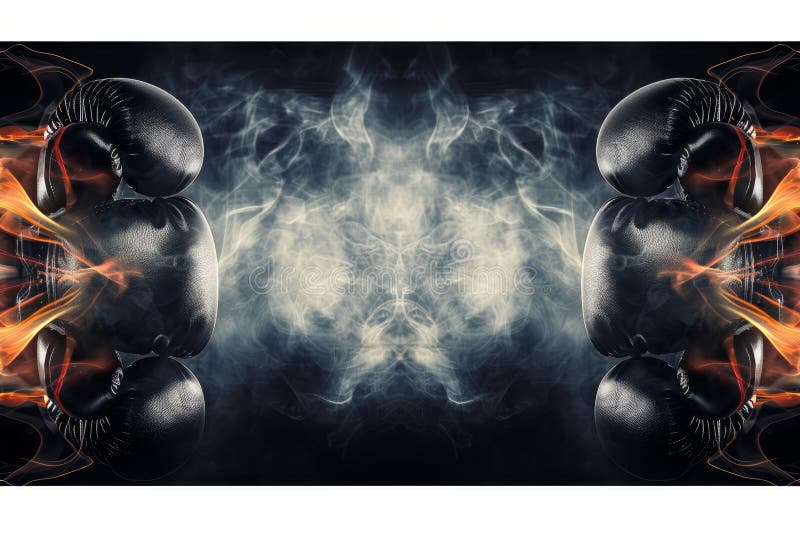 Intense Boxing Gloves Clash Poster with Copyspace on Sides for Dynamic ...
