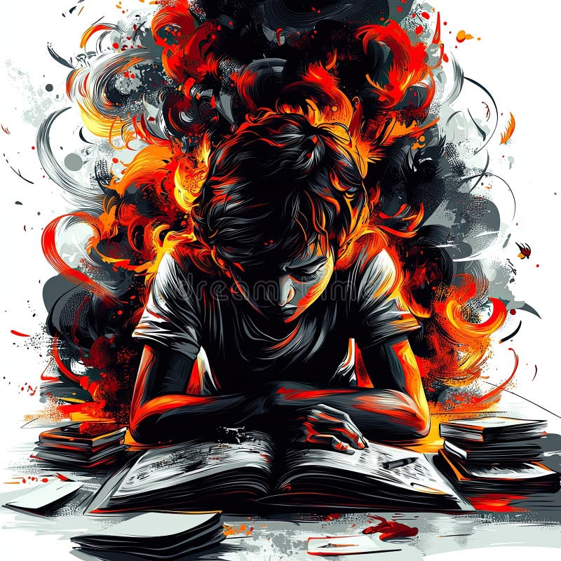 Intense Boy Studies Hard Amid Fiery Chaos Generative AI Stock ...