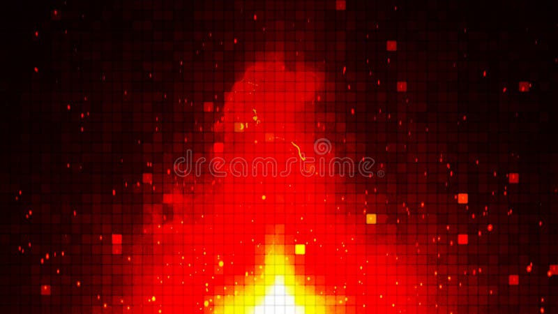 Intense Bright Red Fire Flames with Sparks Combined with Abstract ...