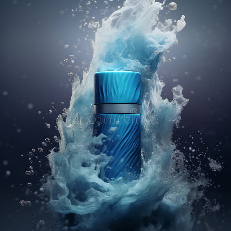 Dynamic Aqua Explosion with Skincare Product Stock Illustration ...