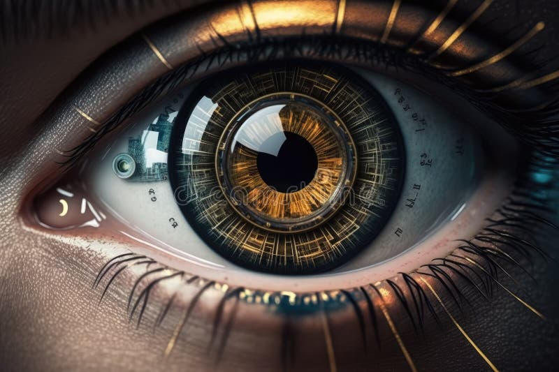 Close Up Robotic Technology Eyes - Generative AI Stock Image - Image of ...