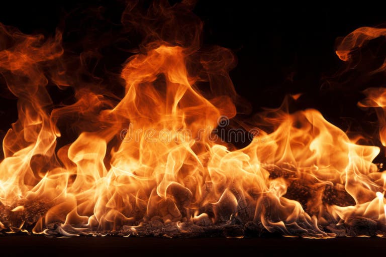 Intense and Captivating Fire Flames Elegantly Flickering Against a Deep ...
