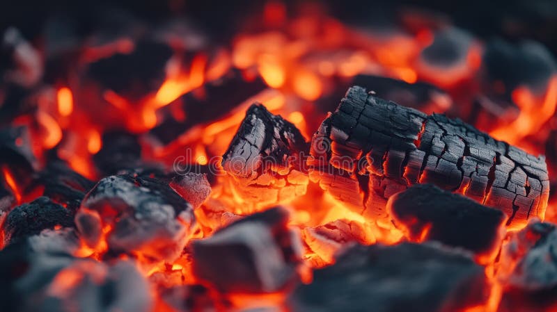 Intense Charcoal Fire: Glowing Embers and Heat Stock Illustration ...