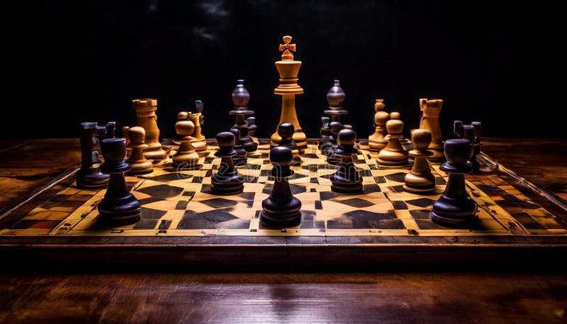 Intense Chess Game with Dramatic Lighting Stock Photo - Image of ...