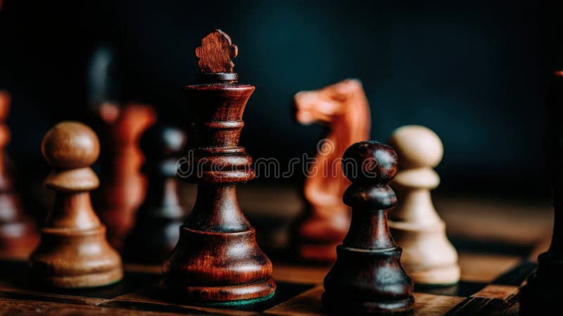 Intense Chess Game in Progress on a Beautifully Crafted Chess Board ...