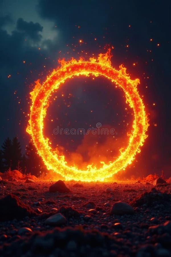 Intense Circular Fire, Forced Perspective Effect, Bright, Stock Photo ...
