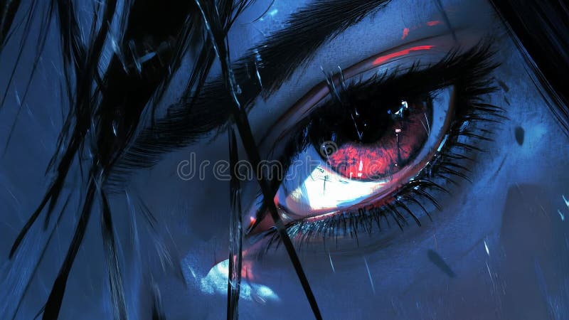 Intense Close-Up of Anime Eyes with Dramatic Lighting Stock Video ...