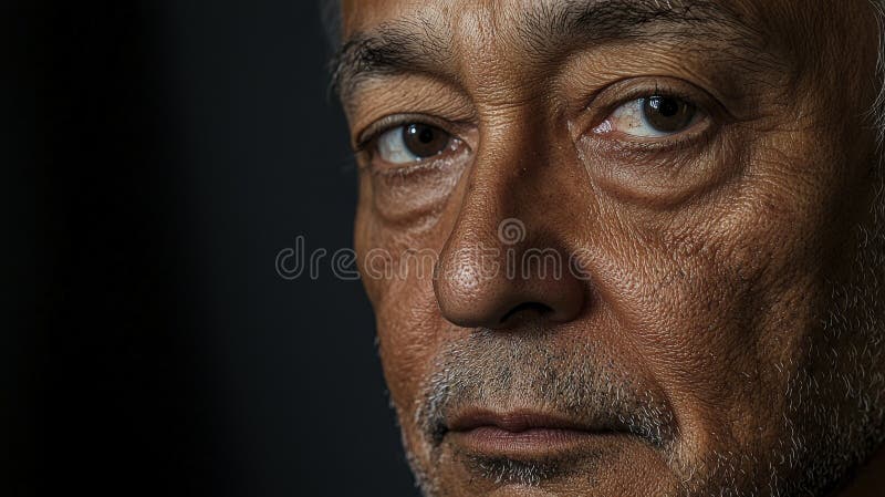 Intense Close-up of a Contemplative Man Studio Setting Portrait ...
