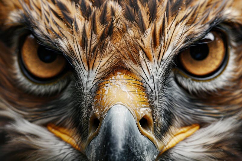 Intense Close-up of an Eagle Face, Highlighting Its Sharp Beak and ...