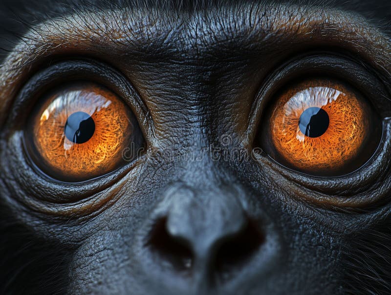 Intense Close-Up of a Monkey S Face Stock Illustration - Illustration ...