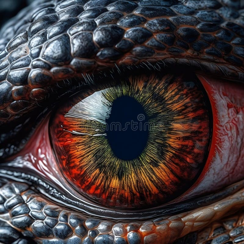 Intense Close-Up Predator Dinosaur S Eye. AI Stock Illustration ...