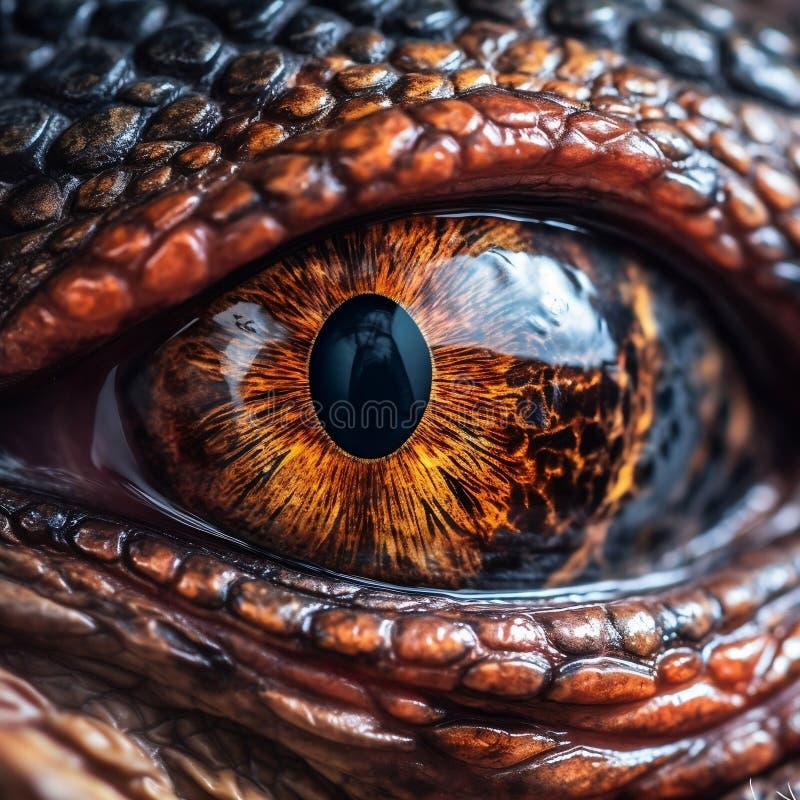 Intense Close-Up Predator Dinosaur S Eye. AI Stock Illustration ...