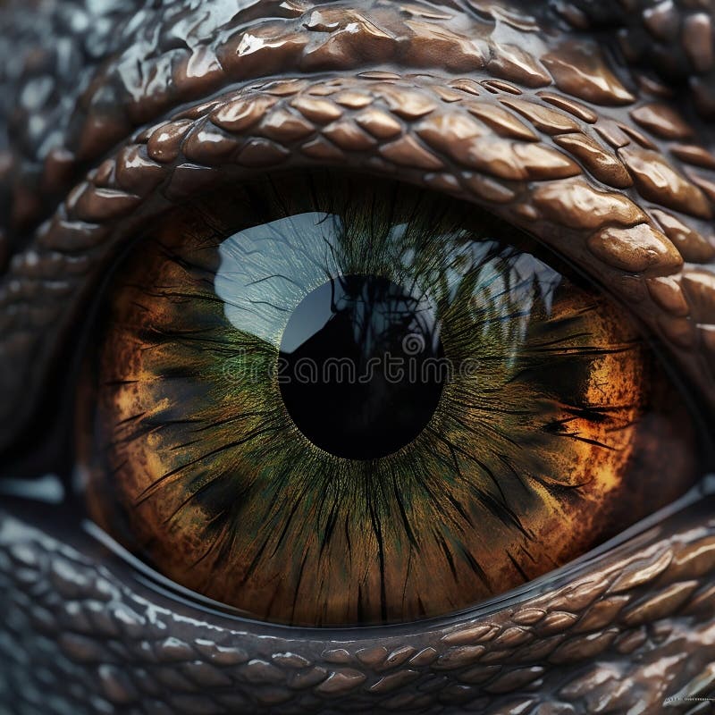 Intense Close-Up Predator Dinosaur S Eye. AI Stock Illustration ...