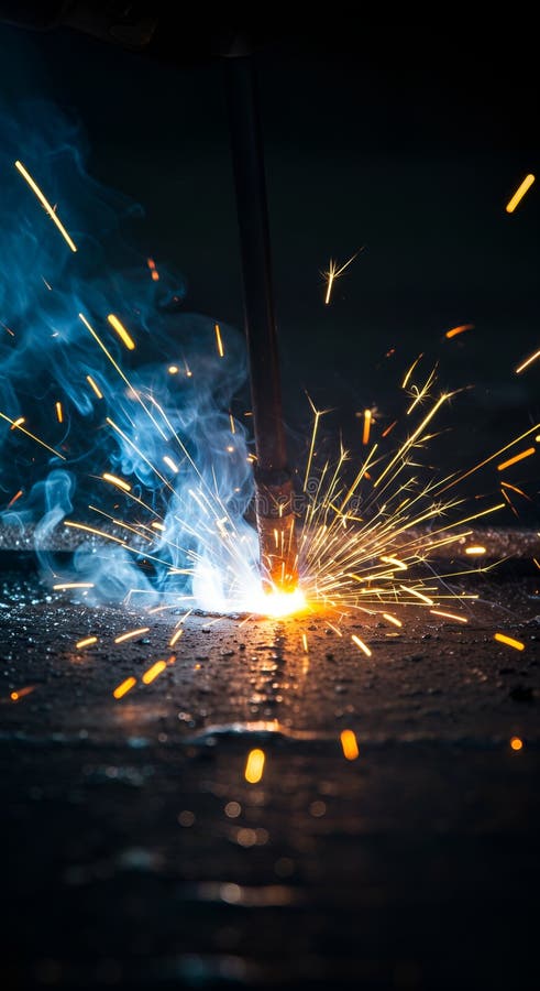 Ultra-HD Macro Shot of Welding in Progress, Showing Intense Electric ...
