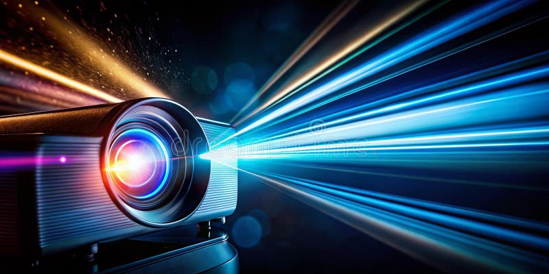 Intense CloseUp of a Laser Projector Beam on a Dark Background a Drones ...