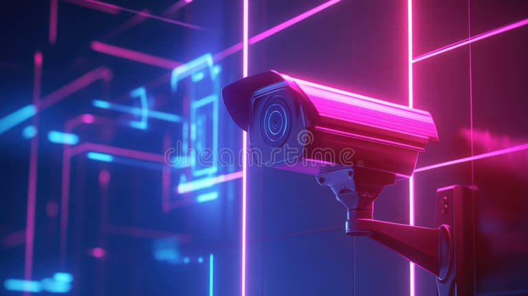 An Intense Closeup of a Security Camera Integrated with an Augmented ...