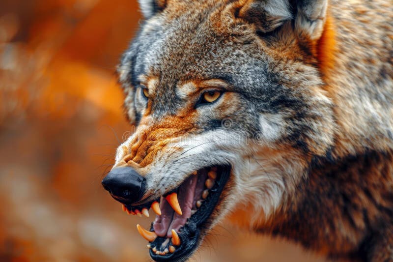 Intense Closeup of Snarling Wolf Stock Photo - Image of mammal ...