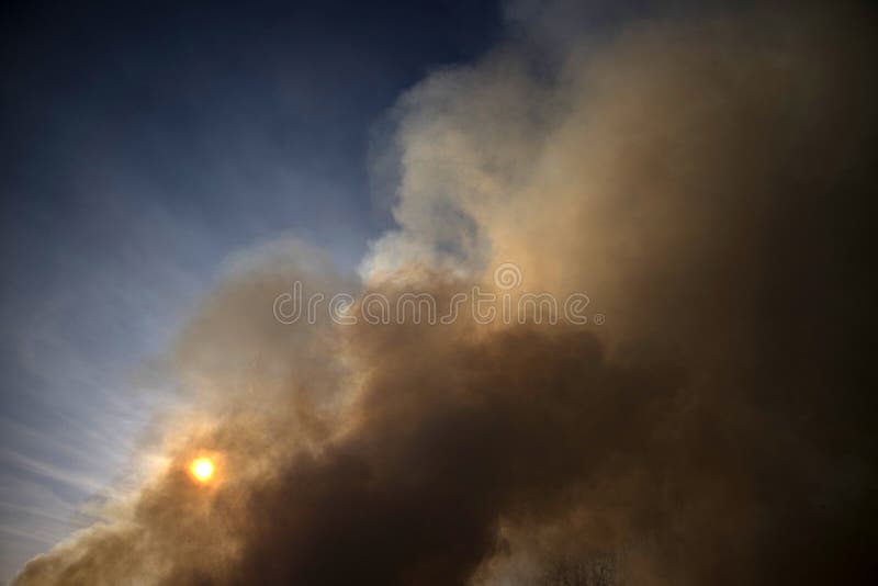 Intense column of smoke stock image. Image of black - 133936557