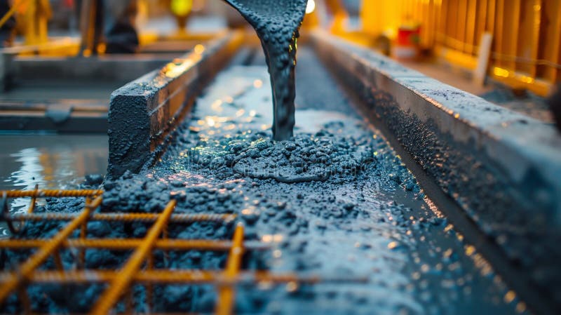 Intense Concrete Pouring at Construction Site. Generative Ai Stock ...