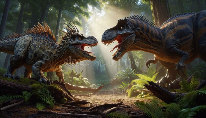 Ankylosaurus Vs. Predator: a Dramatic Face-Off in a Lush Forest ...