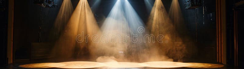 Intense Contrasting Stage Lights Casting Bold Shadows on an Empty Space ...