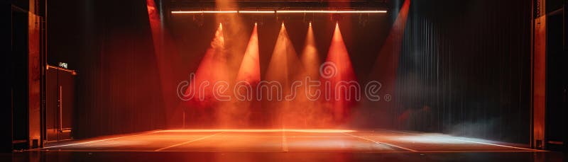 Intense Contrasting Stage Lights Casting Bold Shadows on an Empty Space ...