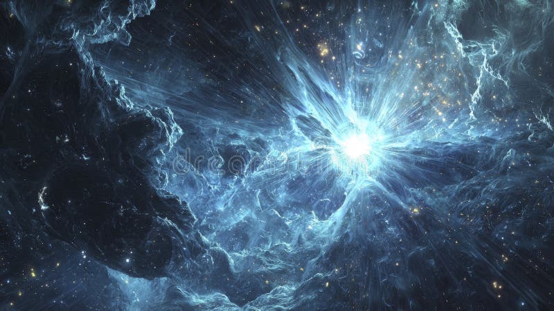 Intense Cosmic Explosion Outer Space Digital Art Dark Void Wide Angle ...