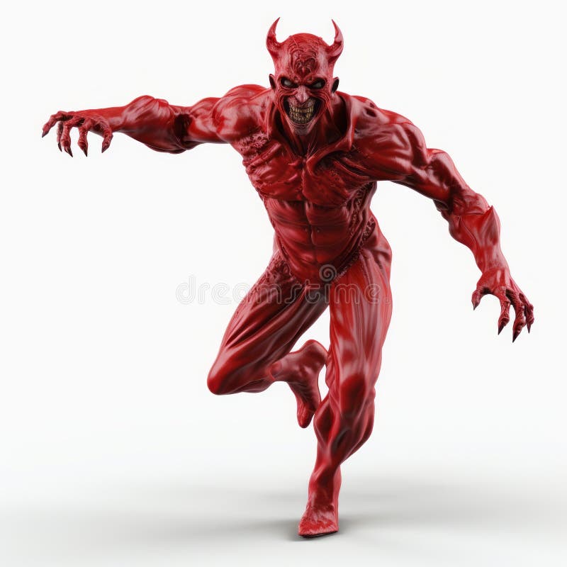 Intense 3d Animation of a Large Devil Person in Dynamic Pose Stock ...
