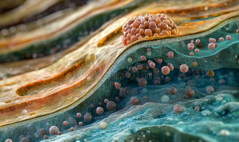 An Intense 3D Model of Cancerous Tumor Invasion Stock Illustration ...