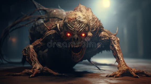 Intense Demon Creature in Unreal Engine 5: Dark Cave Encounter Stock ...