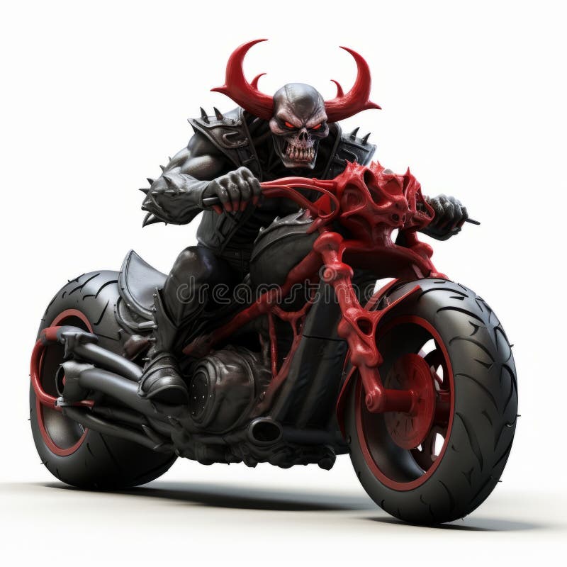 Intense Devil on Metal Motorcycle: Realistic and Detailed Artwork Stock ...