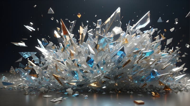 Explosive Burst of Shattered Glass Stock Illustration - Illustration of ...