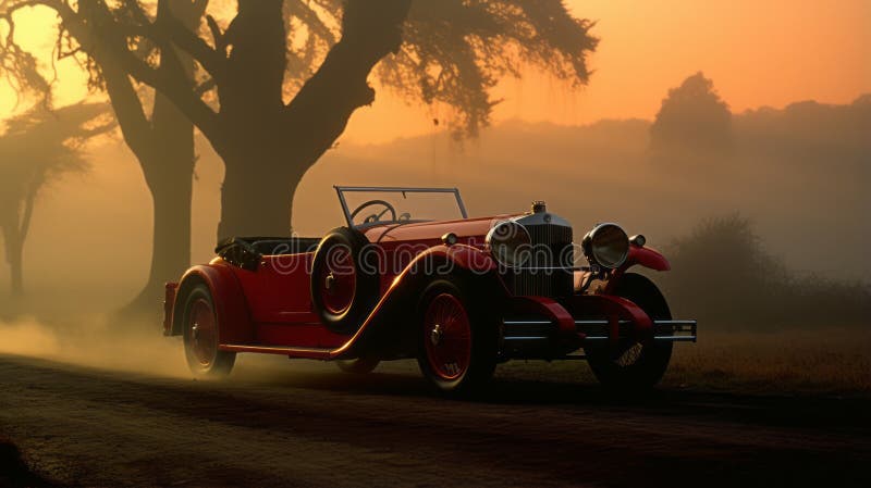 Intense and Dramatic Antique Car in the Style of Michael Whelan Stock ...