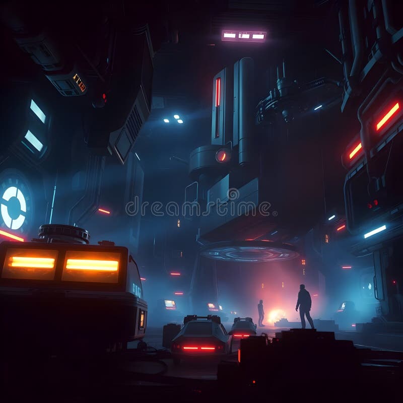 Intense Dramatic Lighting Illuminates a Futuristic Sci-fi Scene Stock ...