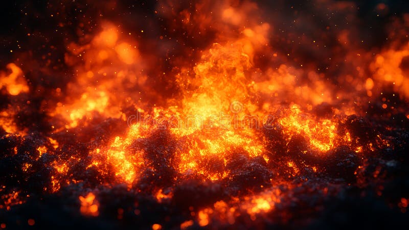 Intense and Dramatic Raging Flames of an Explosive and Powerful Fire ...