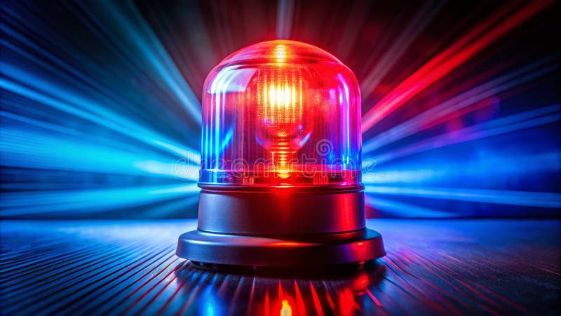 Intense Emergency Vehicle Lights Flashing Red and Blue at Night a ...