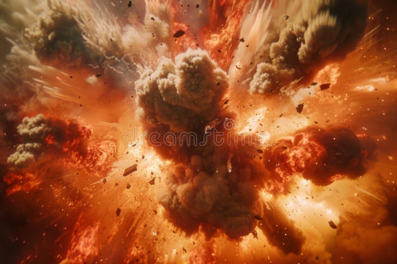 Intense Explosion with Dynamic Clouds of Smoke and Debris Stock Photo ...