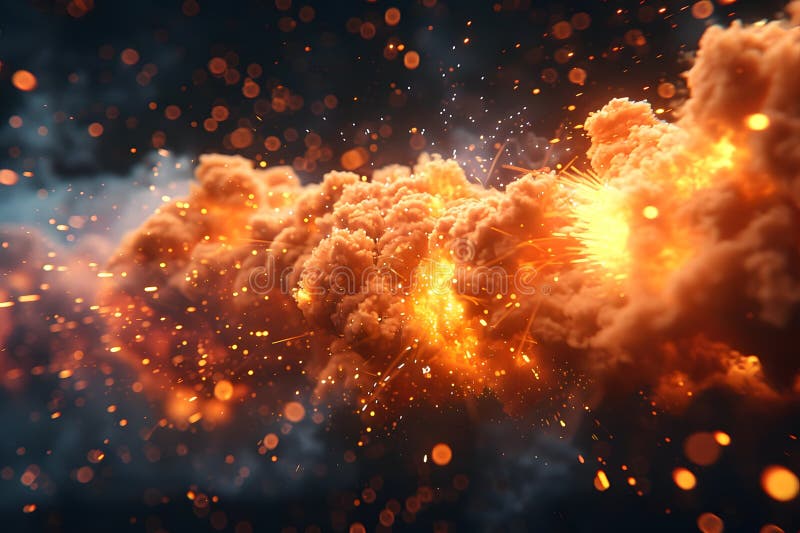 Intense Explosion with Fiery Clouds and Sparks - Dynamic Energy for ...