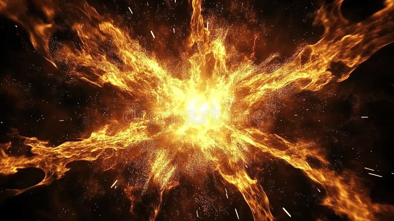 An Intense Explosion of Fire and Light Creating Vibrant Flames in a ...