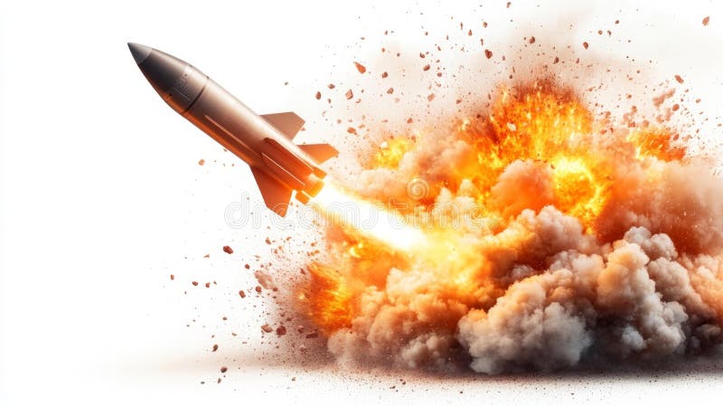 Intense Explosion and Fire from a Rocket Launch Stock Illustration ...