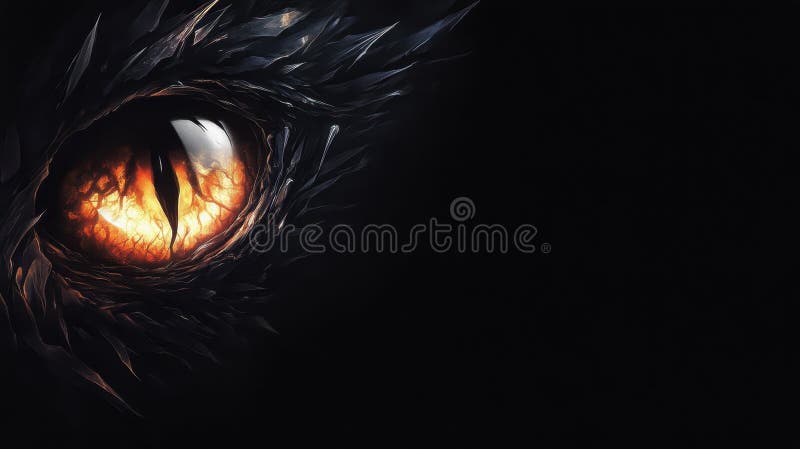 Intense Fiery Dragon Eye in Mysterious Darkness Stock Photo - Image of ...