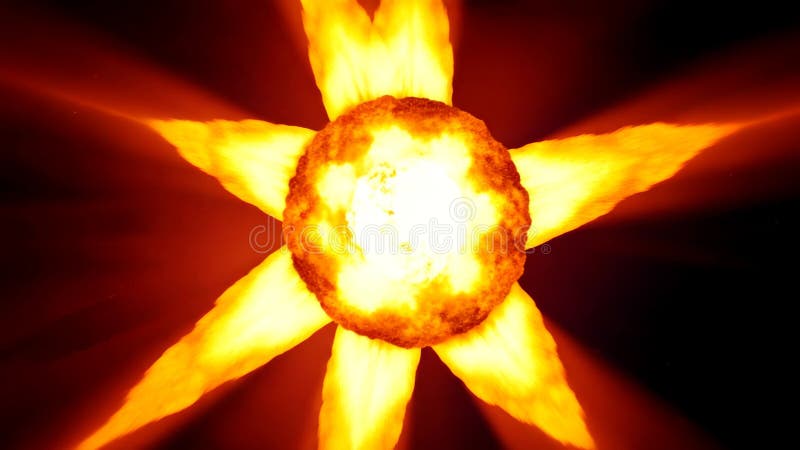 Intense Fiery Explosion Forming a Powerful Star-like Shape with Glowing ...