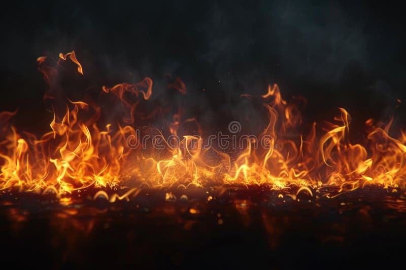 Intense Fire Burning on a Dark Backdrop, Suitable for Concepts of ...